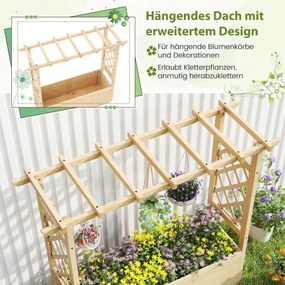 Costway Vyvýšený záhon s mříží a závěsnou střechou Truhlík – 115 × 40 × 103 cm