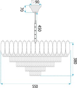 Toolight Toolight, křišťálové závěsné svítidlo 60cm, 8xE14, G049-CP, zlatá, OSW-08943