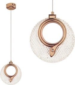 Toolight Toolight, LED křišťálové závěsné svítidlo 18x17cm, 12W, 3000K, LHJ110-1CP, růžové zlato, OSW-60051