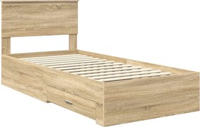 Rám postele se zásuvkou Dub sonoma 90 x 190 cm Kompozitní dřevo 3410951