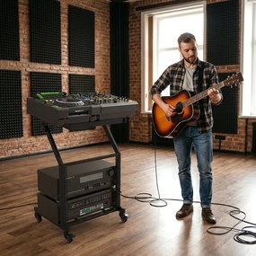 Costway 2 vrstvý profesionální audio stojan s nastavitelnými příčkami