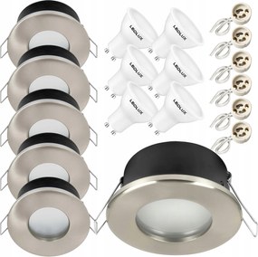 6x Hermetické halogenové svítidlo D-06 satén IP44 Led GU10 5,5W podbití