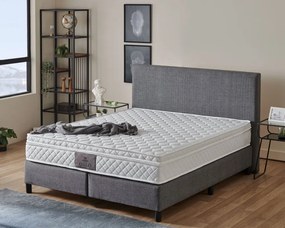 Čalouněná postel OSLO s matrací - tmavě šedá 120 × 200 cm