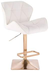 LuxuryForm Barová židle MILANO na zlaté hranaté podstavě - bílá