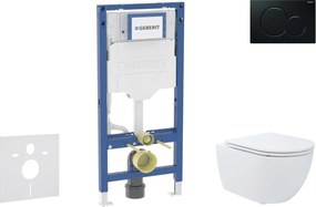 SANITINO - Set předstěnové instalace, klozetu Oudee a Slim sedátka softclose, tlačítko Sigma01, černá SANI11CA5196
