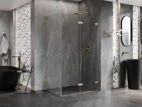 Mexen Lunar-F L, sprchový kout pravý skládací 100 x 70 cm, 8mm čiré sklo, zlatý kartáčovaný - 836L-100-070-55-00-P