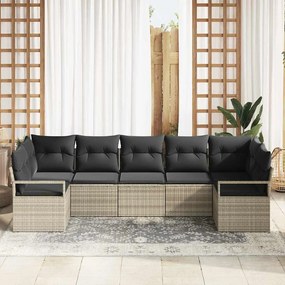 Set pohovek 7 ks Světle šedá polyratan 3346532