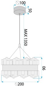 Toolight Toolight, LED křišťálový závěsný lustr 20cm, 14W, 3000K, LHJ099-CP, růžové zlato, OSW-60044