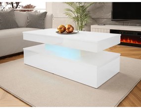 Konferenční stolek Lestirola s osvětlením LED, Barva:: bíla / bíly lesk