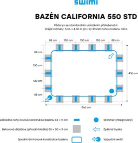 Technypools AKCE: bazénový set CALIFORNIA 550 STD (modrá) + BWT ES ECHO