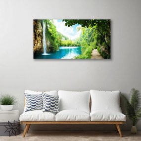 Obraz na plátně Vodopád Jezero Příroda 140x70 cm