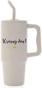 KRÁSNÝ DEN - béžový cestovní termohrnek 900 ml