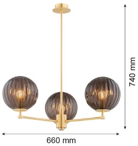 Argon 6310 - Lustr na tyči PALOMA 3xE14/7W/230V zlatá/černá