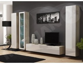Obývací stěna Zigo II, Osvětlení: osvětlení LED - bílé, Barva: černý / černý lesk
