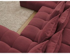 Vínová žinylková rozkládací/s úložným prostorem rohová pohovka (levý roh/do "U") Everest – Bobochic Paris