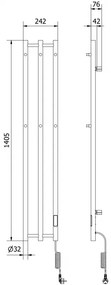 Mexen Pino, elektrické topné těleso s věšáky na ručníky 1405x242 mm, 200 W, bílá, W301-1405-242-00-20