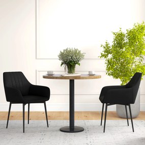 Jídelní židle HOMCOM v severském designu - Sada 2 židlí - Černé zkosené kovové nohy - Ergonomické lněné černé sedáky, opěradla a područky