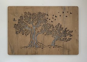 Li-Go "Dvě olivy" světelný obraz 230V 90x62cm provedení povrchu: dub světlý