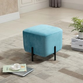 Podnožka HOMCOM z polyesteru a oceli 44,5 x 44,5 x 41,5 cm v tyrkysové barvě, pohodlná a stylová pro váš domov