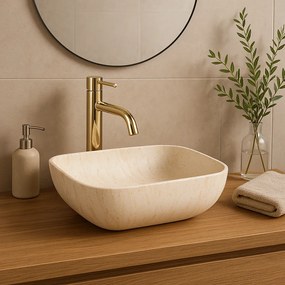 Rea Freja, umyvadlo na desku 512x396x137mm, imitace kamene-travertin matný, REA-U6689