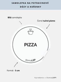 Samolepka na kořenky PIZZA  bílá 5 cm tučné písmo