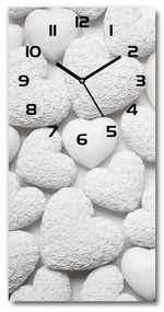 Wallmuralia Nástěnné hodiny tiché Bílé pozadí srdce 30x60 cm