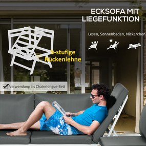 Outsunny 4dílná sada zahradního nábytku Balkonový nábytek s rohovou pohovkou Dvoumístná pohovka Konferenční stolek Zahradní obývací sestava s polštář…