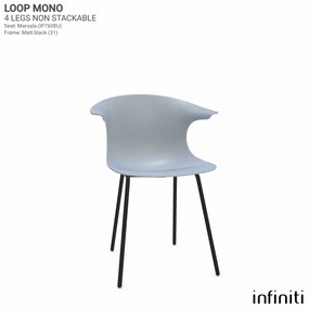 Židle Loop Mono - nestohovatelná Barva kovové konstrukce: Matt black 31, Barva sedáku a opěradla z recyklovaného plastu: Almond grey IP421C