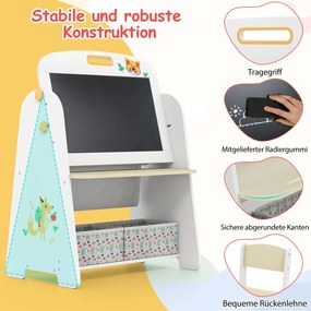 Costway Dětský stojan s židlí Dětská tabule s policí a magnetická tabule