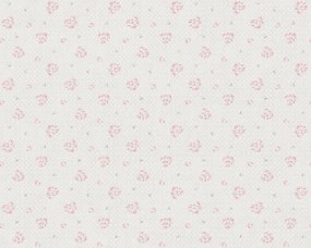 Vliesová tapeta s jemným květinovým vzorem - krémová, šedá, růžová, 390673 / Tapety na zeď 39067-3 Maison Charme (0,53 x 10,05 m) A.S.Création