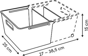 5Five® Úložný koš EXTENS - L, béžový, nastavitelný, s kolečky, 38,5 × 25 × 15 cm