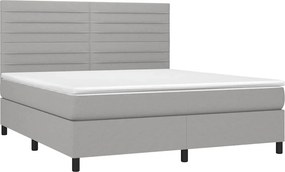 Box spring postel s matrací a LED světle šedá 160x200 cm textil 3134965