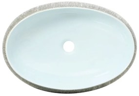 Umyvadlo na desku šedé a modré oválné 59 x 40 x 15 cm keramika,  155093