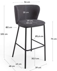 Tmavě šedá barová židle 102 cm Ciselia – Kave Home