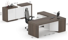NABYTEK-DESIGNOVY.CZ - DLZ19 - Manažerská sestava stolu s komodou a skříní SOLID Z19, volitelná délka stolu 160/180/200cm, jilm royal/bílá