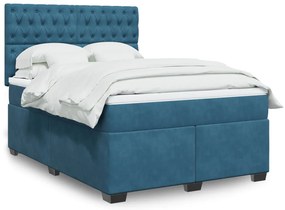 Box spring postel s matrací modrá 160 x 200 cm samet 3293264