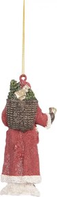 Vánoční závěsná dekorace Santa s nůší a dárky - 5*3*11 cm
