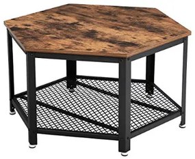 Vasagle Šestihranný konferenční stolek 75x75x45 cm hnědý
