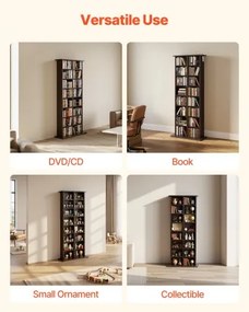Úložná skříňka na média, 8patrový organizér na DVD VEVOR – 559 × 222 × 1295 mm