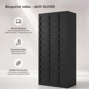 Černá skříňka na osobní věci pro zaměstnance: OLIVER, 900 x 1850 x 450 mm
