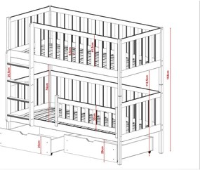 Legno Dětská patrová postel Milena borovice Rozměr (cm): 90x190