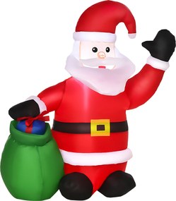 HOMCOM Vánoční dekorace Nafukovatelný Santa Claus venkovní vánoční dekorace, včetně ventilátoru, 1,2 m, červená + bílá