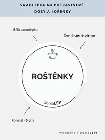 Samolepka na kořenky ROŠTĚNKY bílá 5 cm tučné písmo