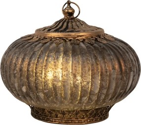 Hnědá skleněná svítící LED lucerna Balli - Ø 17*14 cm