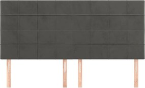 Čelo postele tmavě šedé 200x5x118/128 cm sametové 3116399