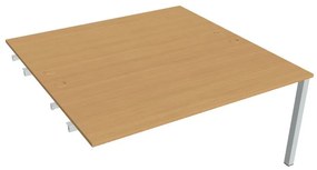 Dvojstůl pracovní řetězící rovný 160×160 cm - Hobis Uni USD 1600 R Dekor stolové desky: buk, Barva nohou: Stříbrná