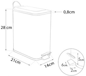 Erga Moby, obdélníkový odpadkový koš 5l na postavení, Soft-Close zavírání, černá matná-přírodní hnědá, ERG-YKA-CH.MOBY-5-BLK
