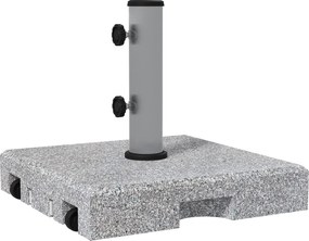Stojan na deštník Outsunny z granitu 28 kg se dvěma otočnými knoflíky pro průměr tyče Ø 32/38/48 mm, stojan na deštník s kolečky pro zahradu, balkon,