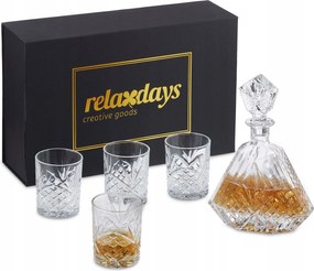 Karafa Relaxdays Sada na whisky koňak brandy 4 sklenice křišťál sklo