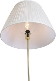 Stojací lampa zlatá/mosazná s plisovaným stínítkem krémové barvy 45 cm - Parte